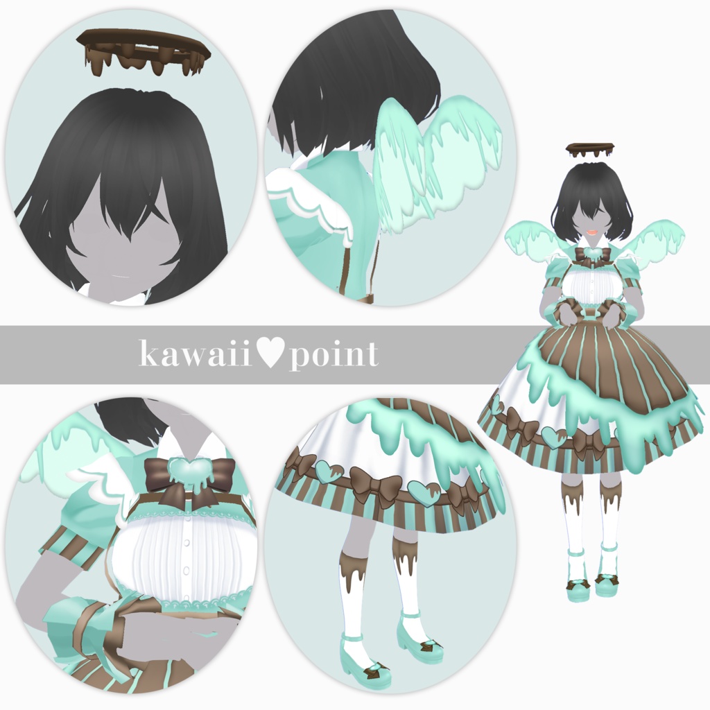 【VRoid】チョコレートエンジェル♥3色展開【カスタムアイテム対応】 - LUNAHOLIC - BOOTH