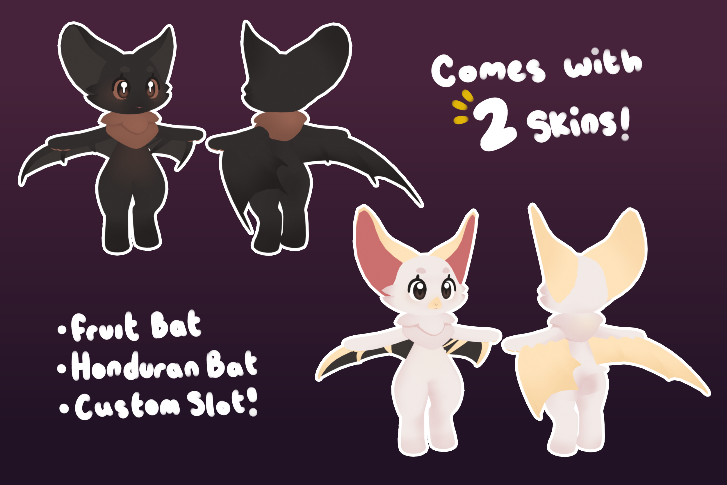 Bitty the Bat Chibi VRChat Kemono Avatar - drawforfood - BOOTH