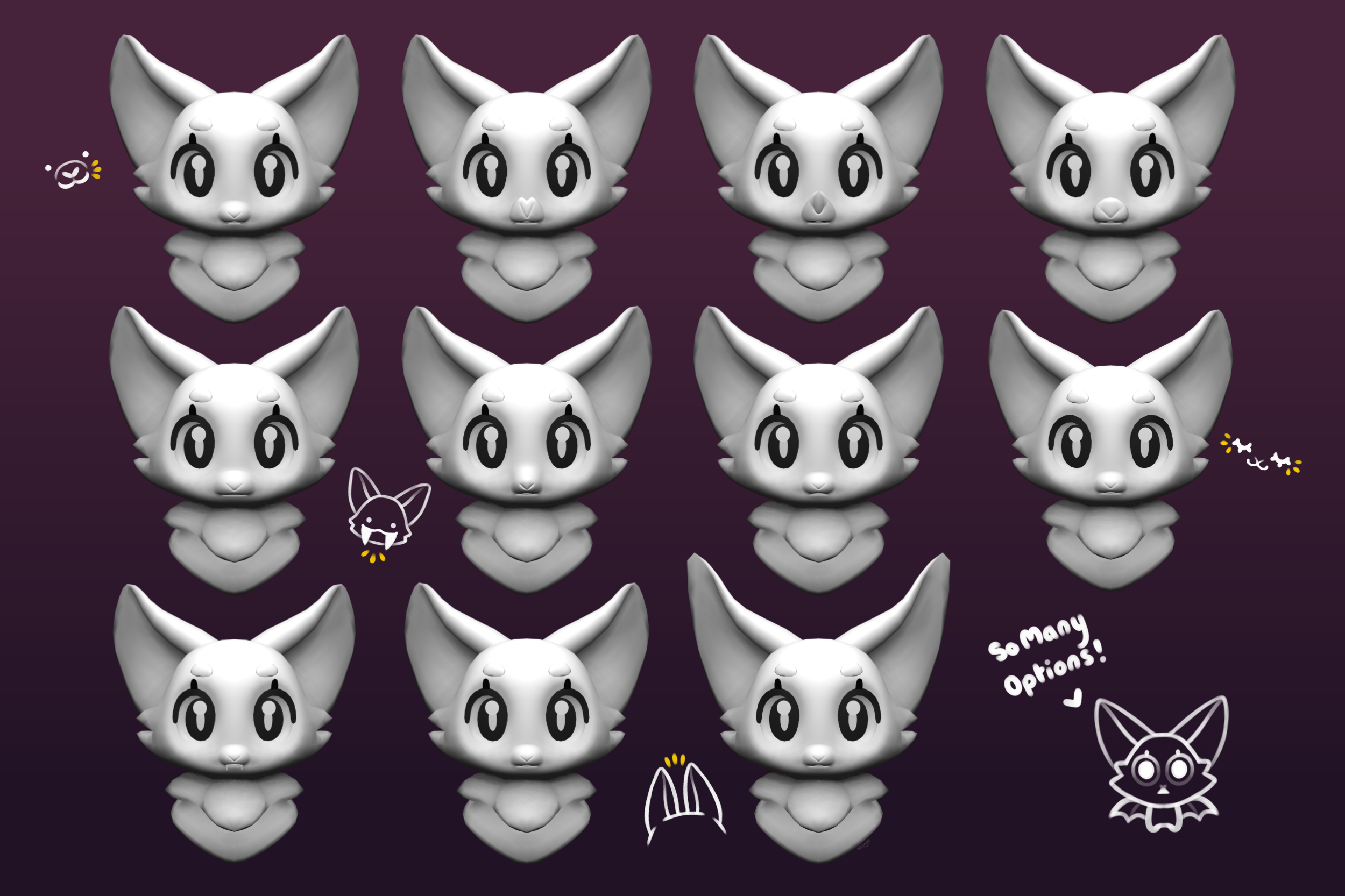 Bitty the Bat Chibi VRChat Kemono Avatar - drawforfood - BOOTH