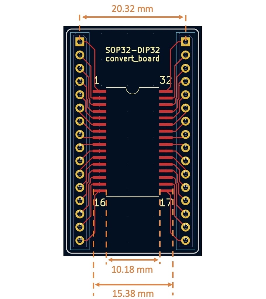 SOP32ピン（1.27mmピッチ） DIP変換基板（2.54mmピッチ） - Nyan Lab. - BOOTH