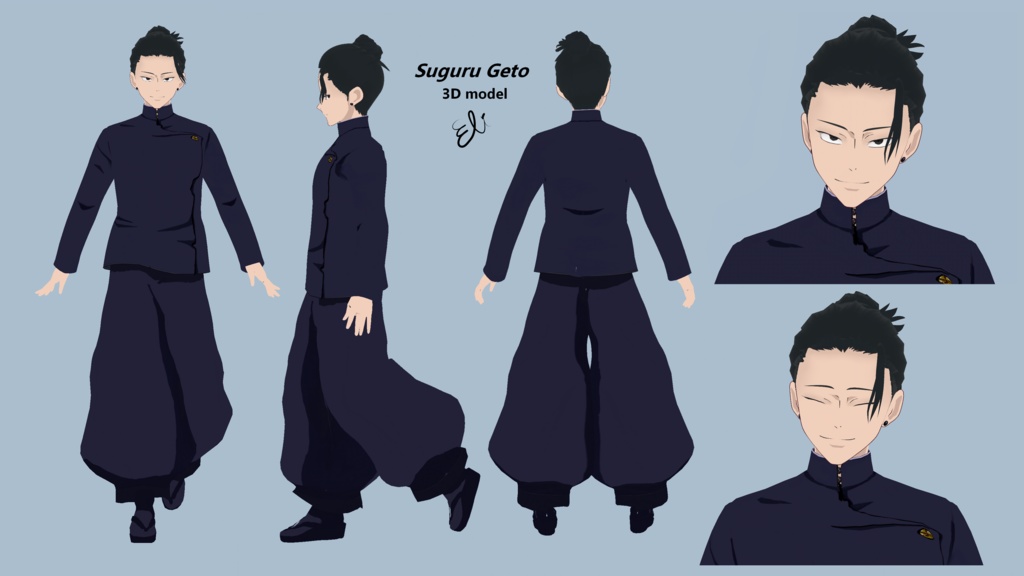 [VTUBER/ 3D MODEL] Suguru Geto student ver. 2nd season (VRM file) - ELI ...