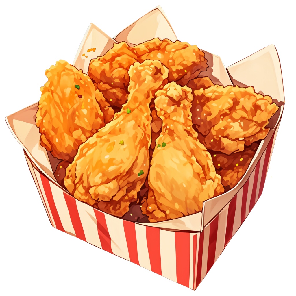 【無料配布20点🎁】フライドチキン アニメ風イラスト/fried chicken【透過素材】 - GONの素材ショップ - BOOTH