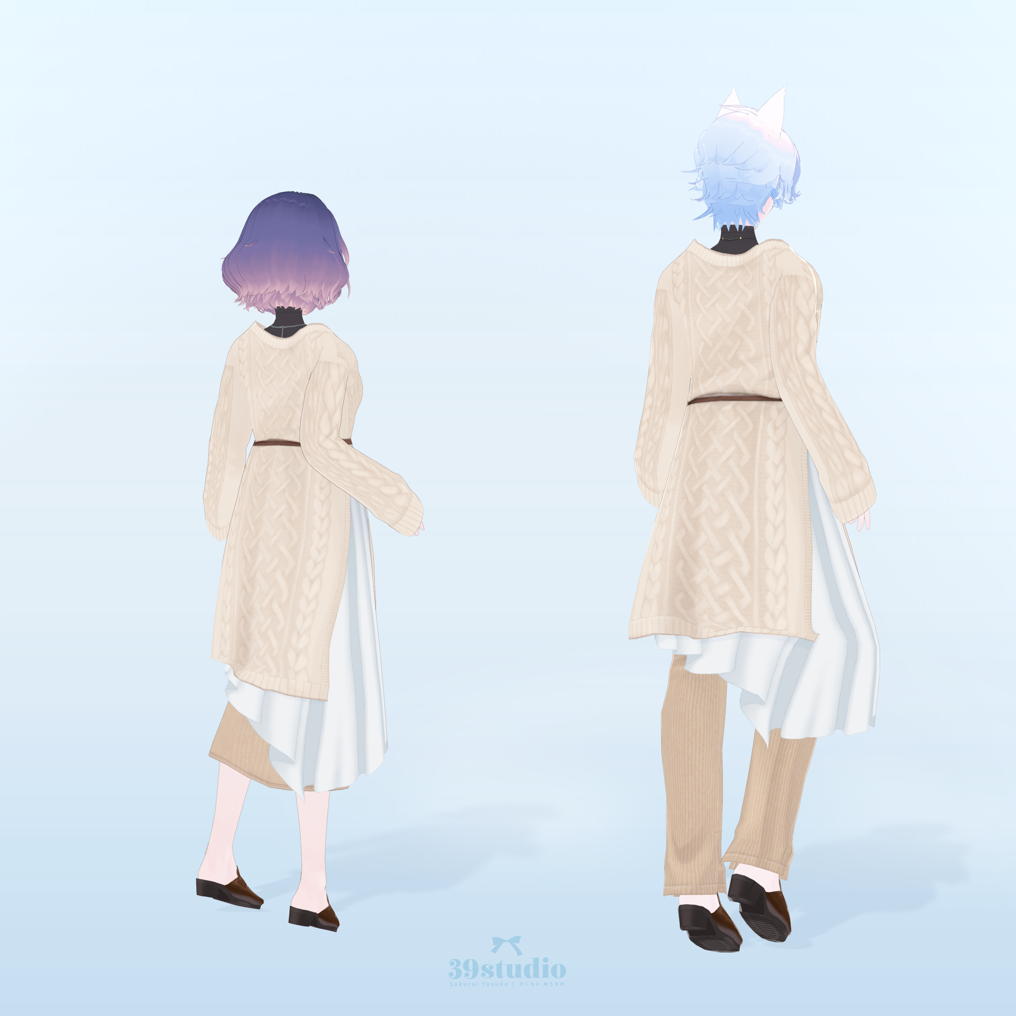 Asymmetric Long cardigan Outfit/アシンメトリーロングカーデセット【VRoid Outfit ...