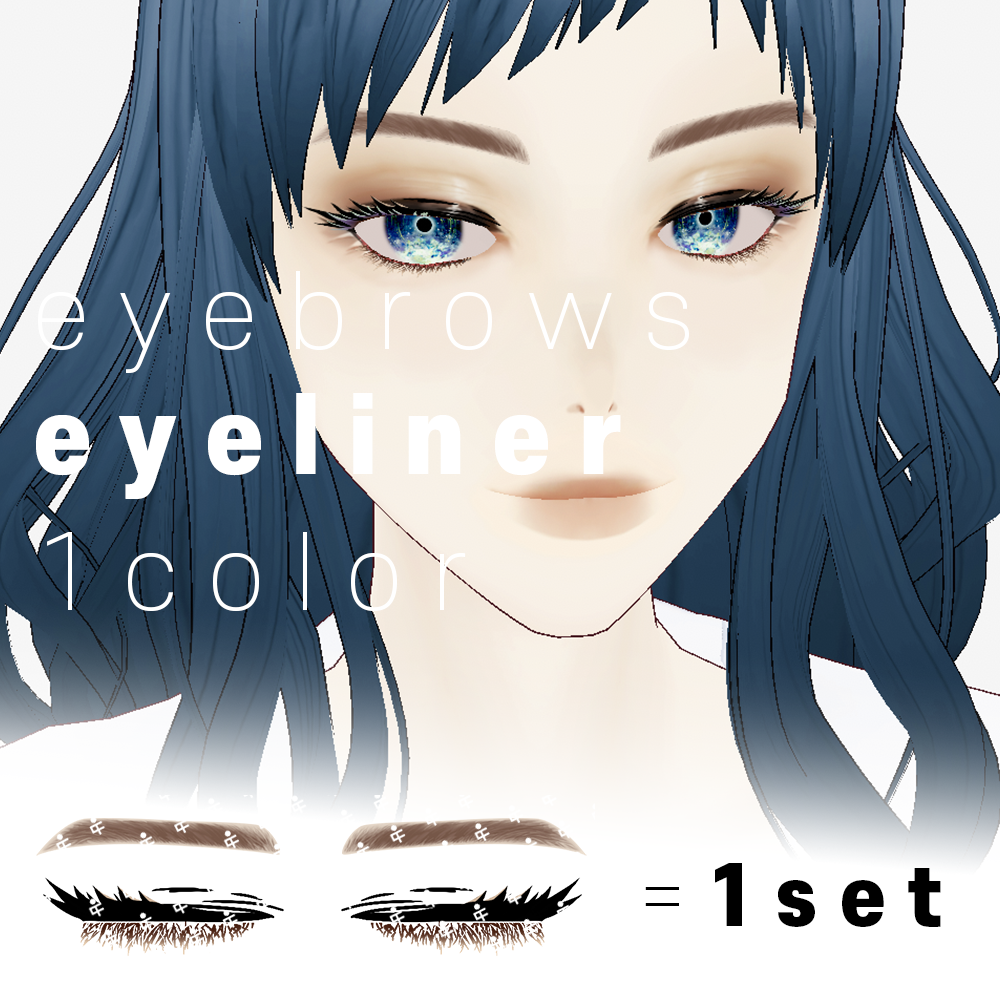 [Vroid] eye Textures set : eyelashes, eyebrows, eyeliner, lrises - you ...