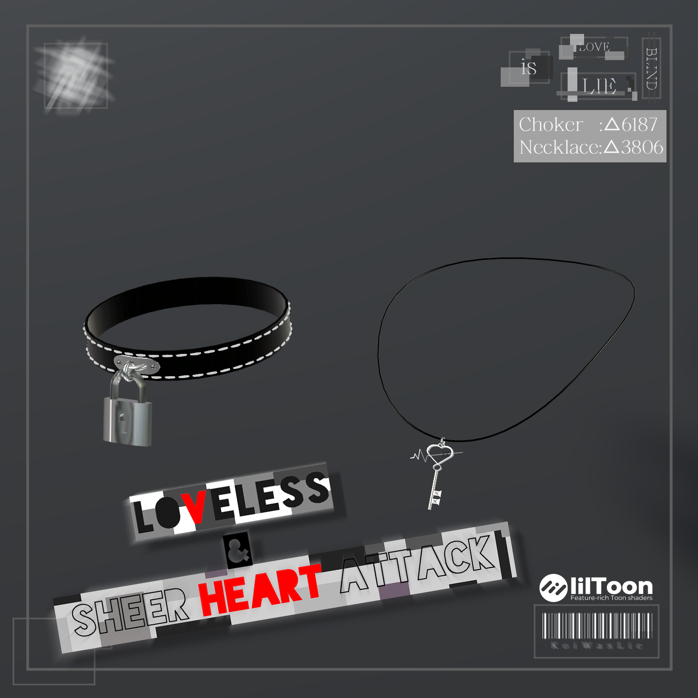 【VRCHAT想定3Dモデル】Loveless and Sheer Heart Attack【チョーカー&ネックレスセット】 #KoiWasLie - こいわずらい。 - BOOTH