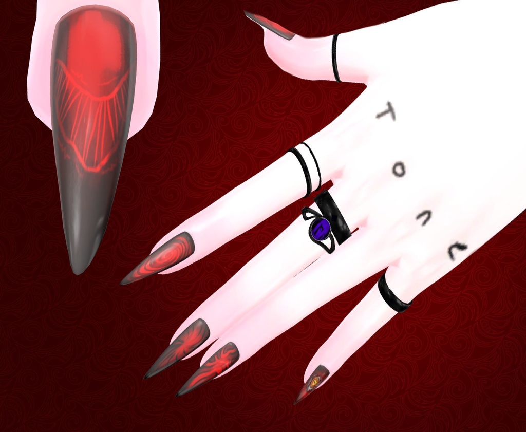 赤い爪 【 Selestia red nail】 【VRChat想定】 - t0ne - BOOTH