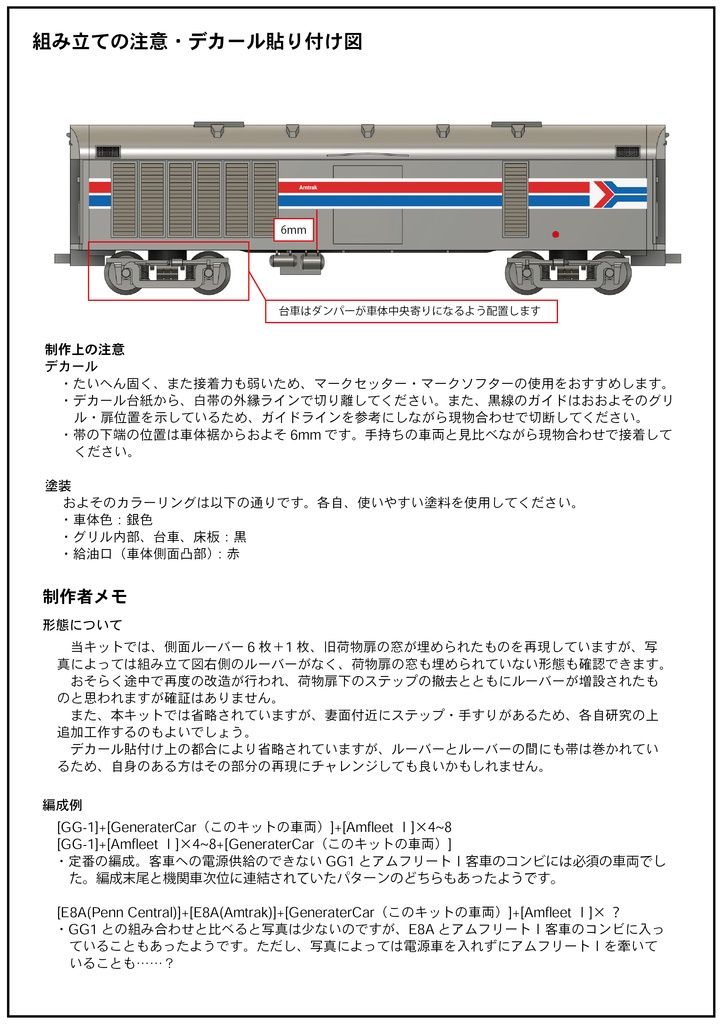 Amtrak HEP generater carキット - 向日葵書房（さんふらわあ屋島）/屋島自由形工房 - BOOTH