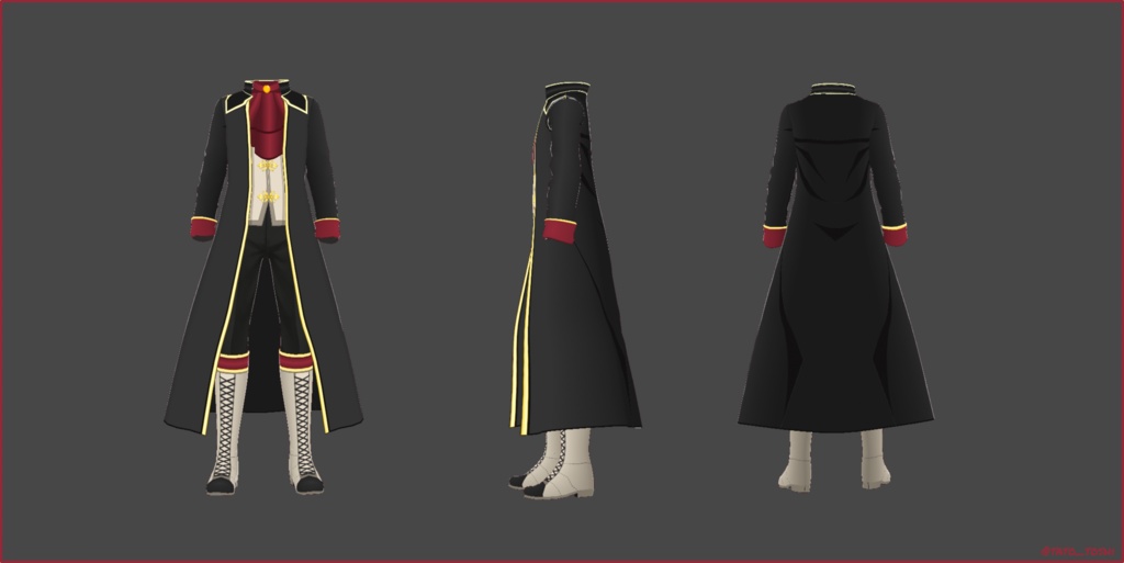 [VRoid] Long Coat - Dark-Red - Tato Arts&More - BOOTH