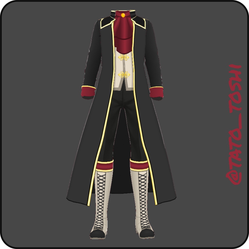 [VRoid] Long Coat - Dark-Red - Tato Arts&More - BOOTH