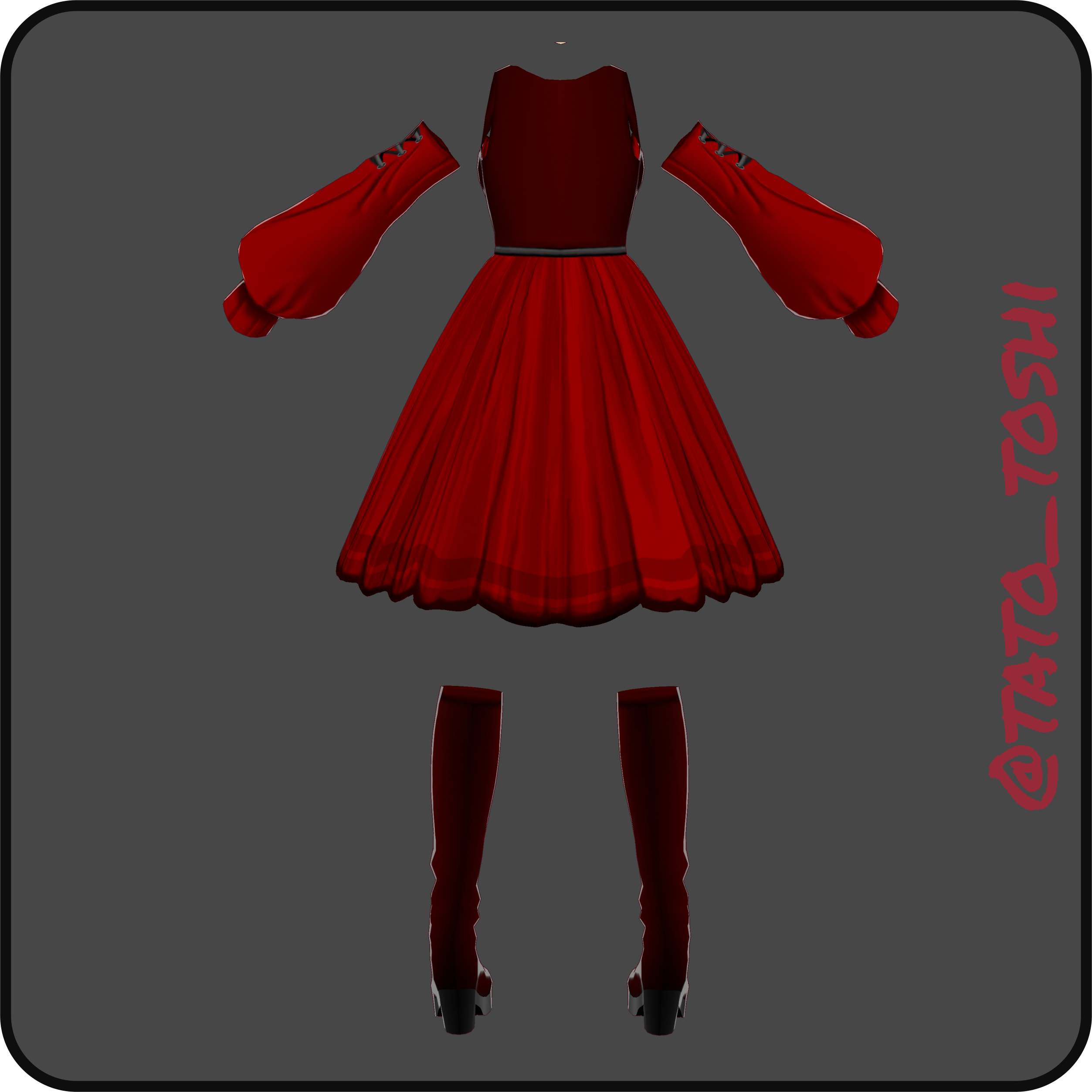 [Vroid] Red-Dress ワンピース - Tato Arts&More - BOOTH