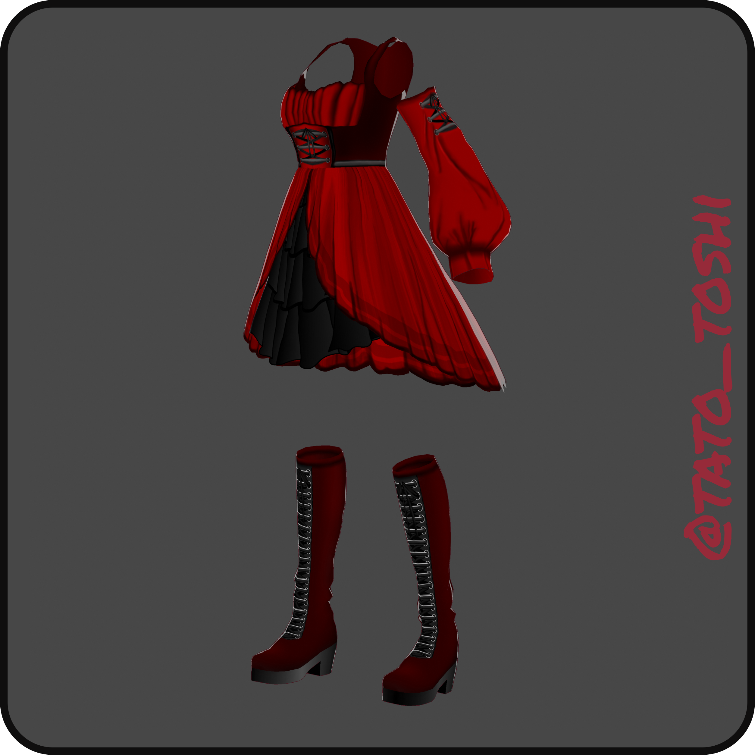 [Vroid] Red-Dress ワンピース - Tato Arts&More - BOOTH
