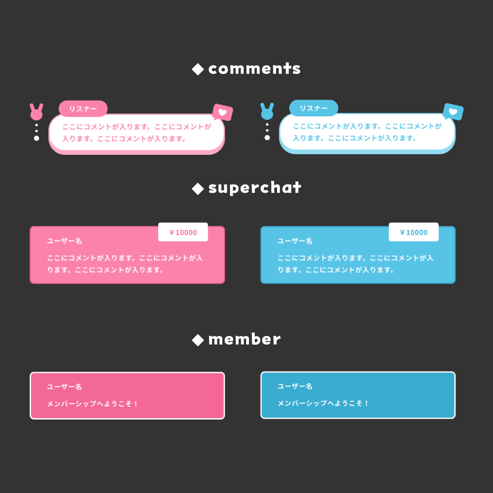 Youtube,TwitchカスタムコメントCSS / うさぎ - 通行止め.ᐟ.ᐟ - BOOTH