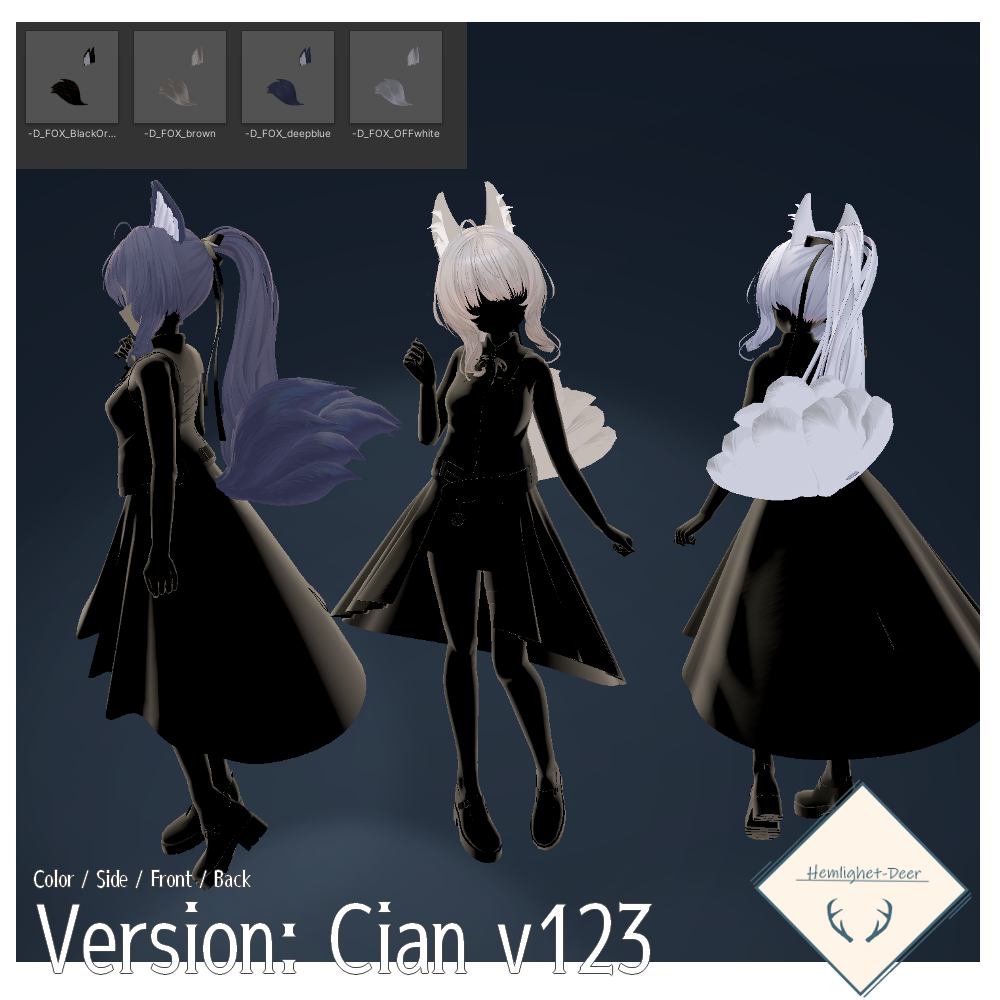 [VRChat] 九尾(Ears＋Tail)_対応:4Avatar【3Dモデル】 - Hemlighet-Deer - BOOTH
