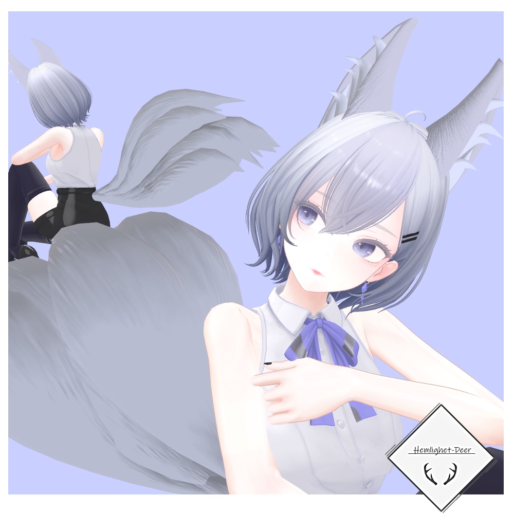 [VRChat] 九尾(Ears＋Tail)_対応:5 Avatar【3Dモデル】 - Hemlighet-Deer - BOOTH