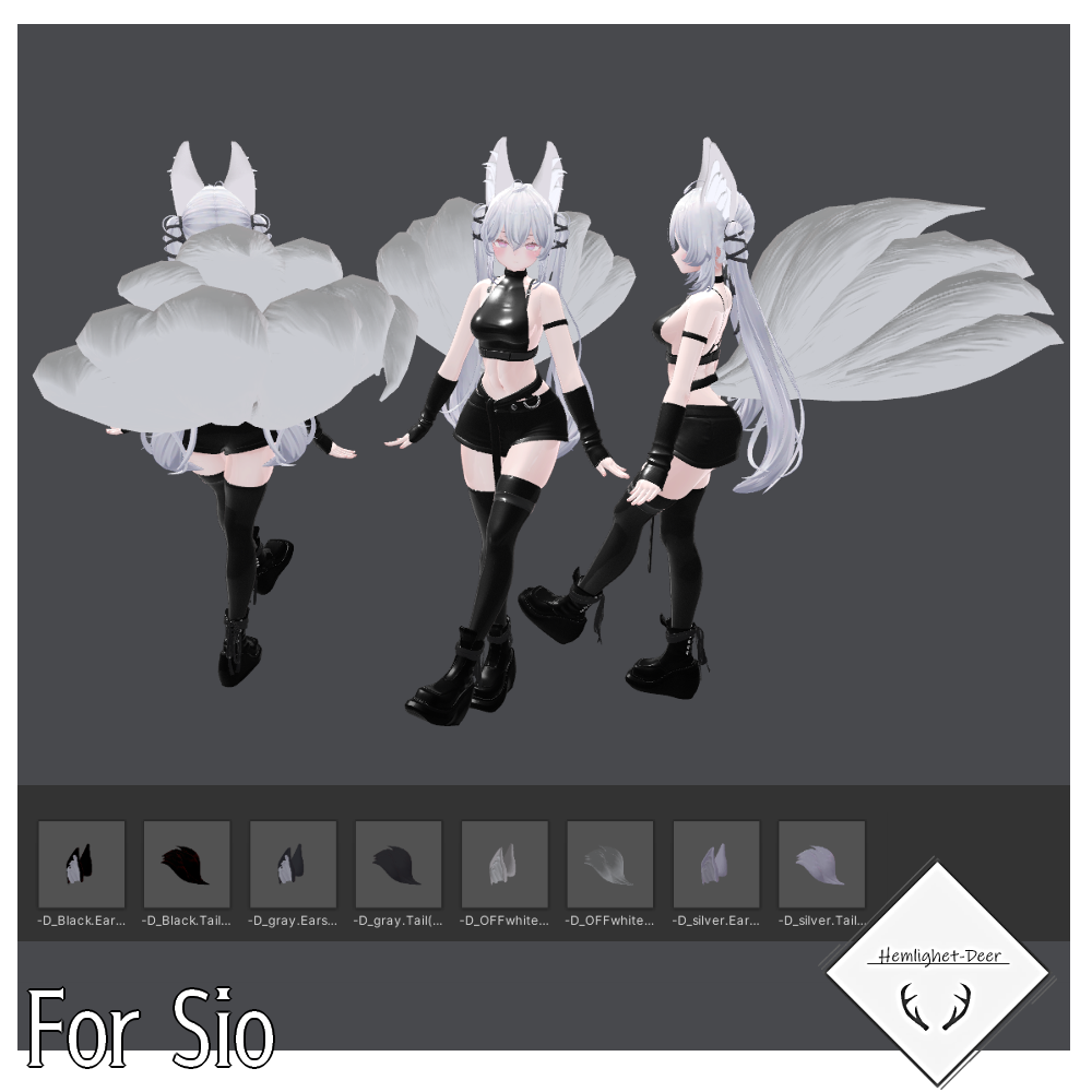 [VRChat] 九尾(Ears＋Tail)_対応:5 Avatar【3Dモデル】 - Hemlighet-Deer - BOOTH