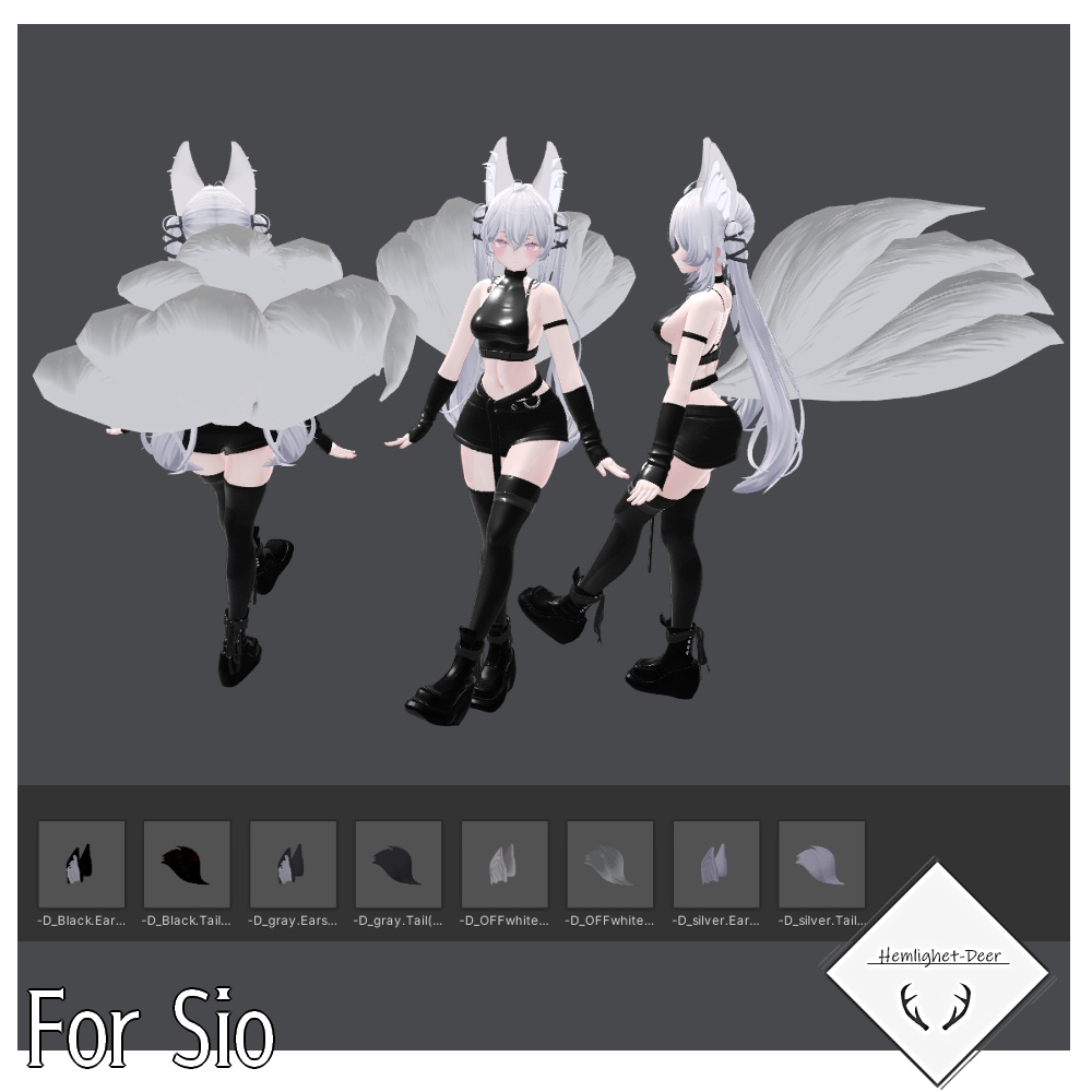 [VRChat] 九尾(Ears＋Tail)_対応:5 Avatar【3Dモデル】 - Hemlighet-Deer - BOOTH