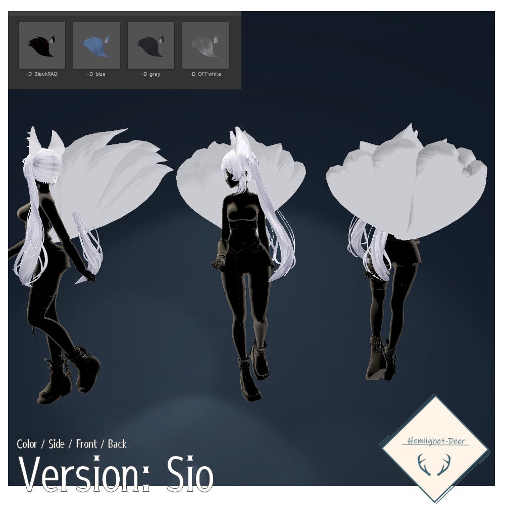 [VRChat] 九尾(Ears＋Tail)_対応:4Avatar【3Dモデル】 - Hemlighet-Deer - BOOTH