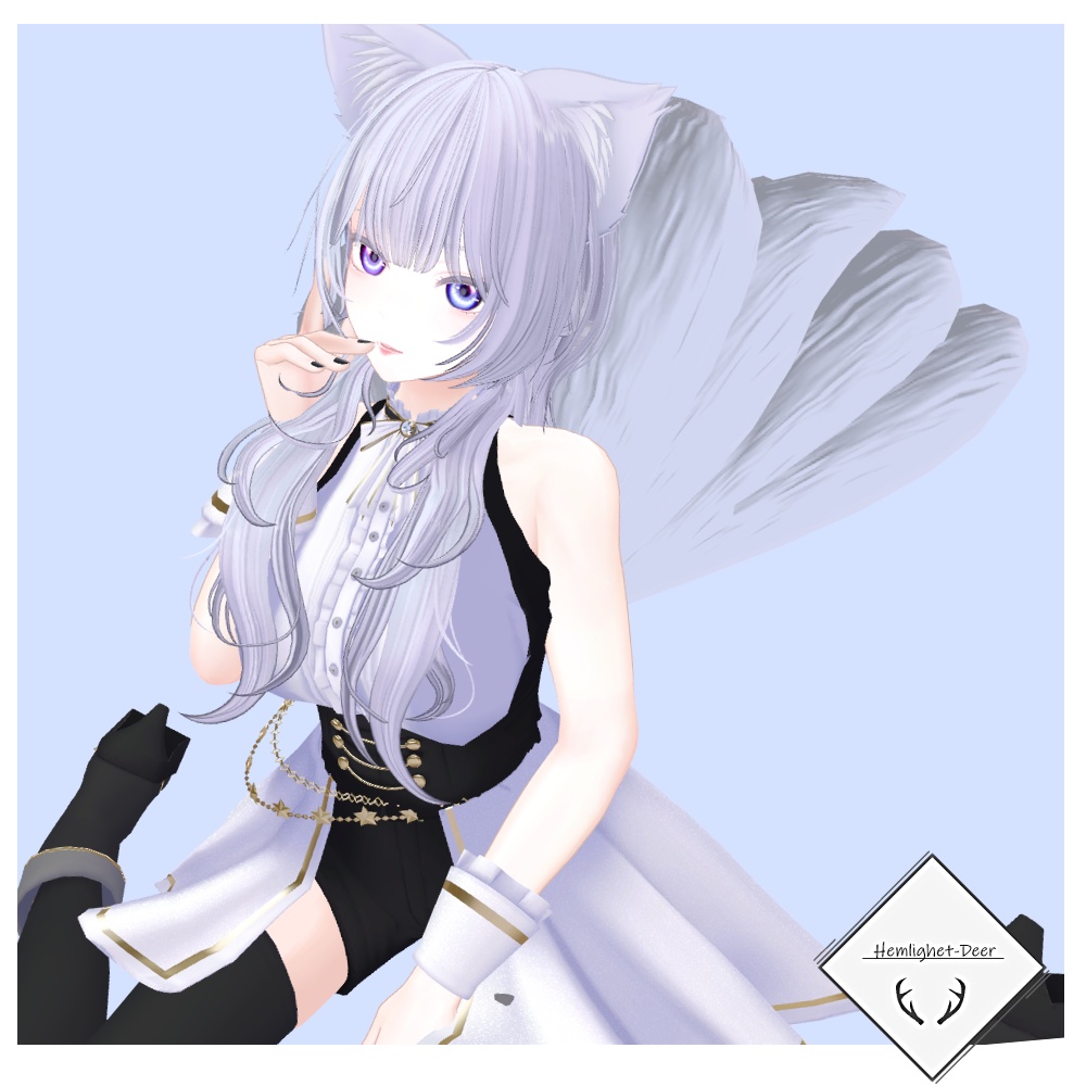 [VRChat] 九尾(Ears＋Tail)_対応:5 Avatar【3Dモデル】 - Hemlighet-Deer - BOOTH