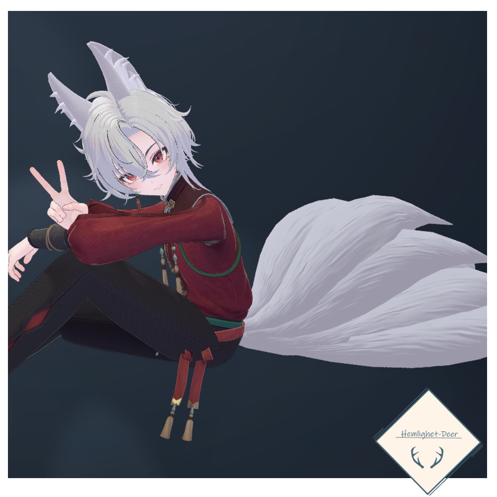 [VRChat] 九尾(Ears＋Tail)_対応:5 Avatar【3Dモデル】 - Hemlighet-Deer - BOOTH