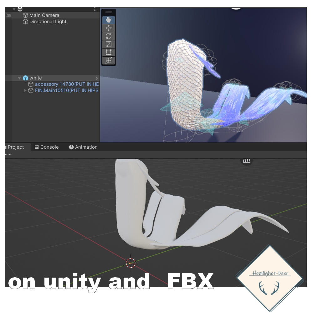 [VRChat] 人魚の尻尾 ※6アバター対応※【3Dモデル】 - Hemlighet-Deer - BOOTH