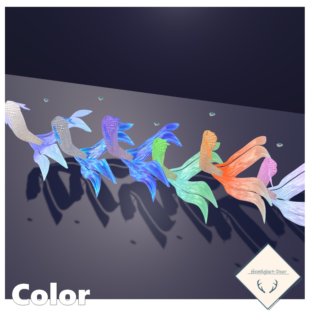 [VRChat] 人魚の尻尾 ※6アバター対応※【3Dモデル】 - Hemlighet-Deer - BOOTH