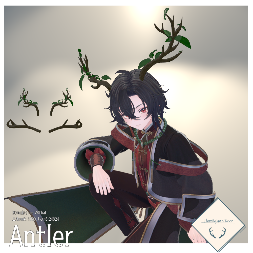 [VRChat] 鹿の角(2種) Antler※6アバター対応※【3Dモデル】 - Hemlighet-Deer - BOOTH