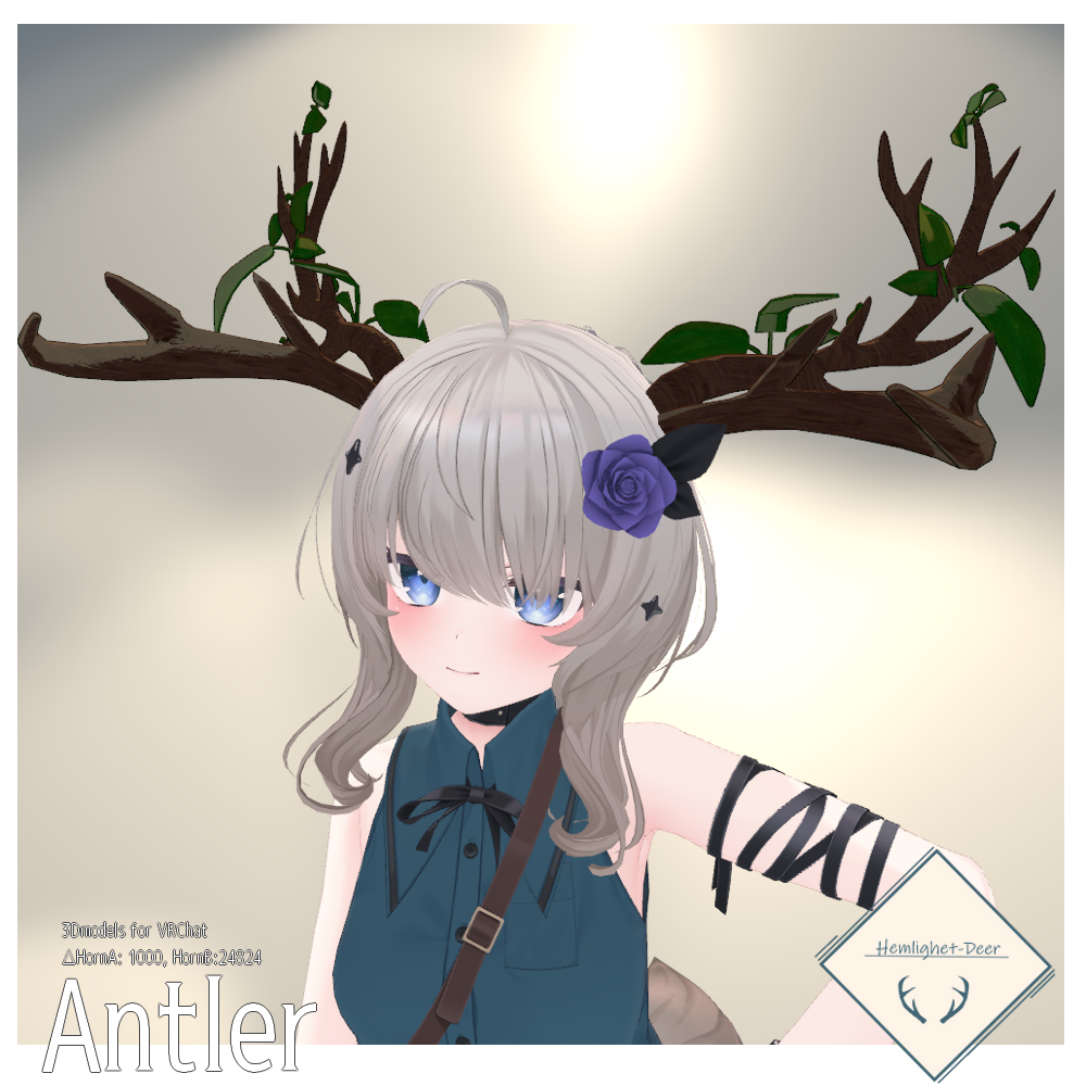[VRChat] 鹿の角(2種) Antler※6アバター対応※【3Dモデル】 - Hemlighet-Deer - BOOTH