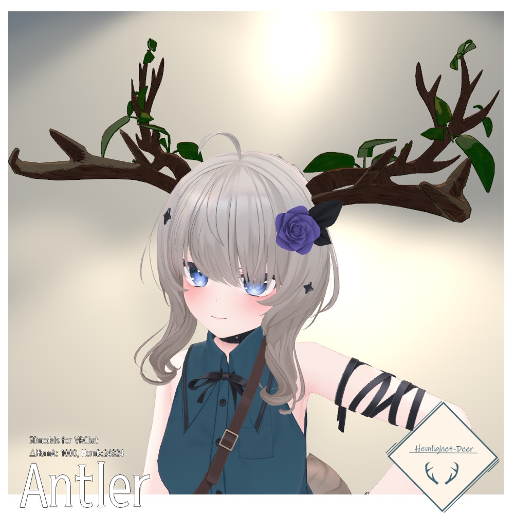 [VRChat] 鹿の角(2種) Antler※6アバター対応※【3Dモデル】 - Hemlighet-Deer - BOOTH