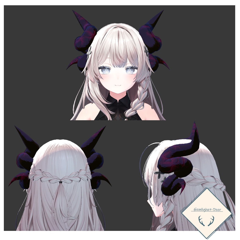 [VRChat] Double Horns (対応:6アバター)【3Dモデル】 - Hemlighet-Deer - BOOTH