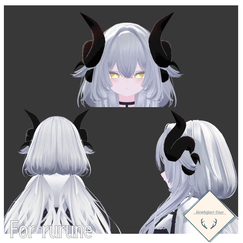 [VRChat] Double Horns (対応:6アバター)【3Dモデル】 - Hemlighet-Deer - BOOTH