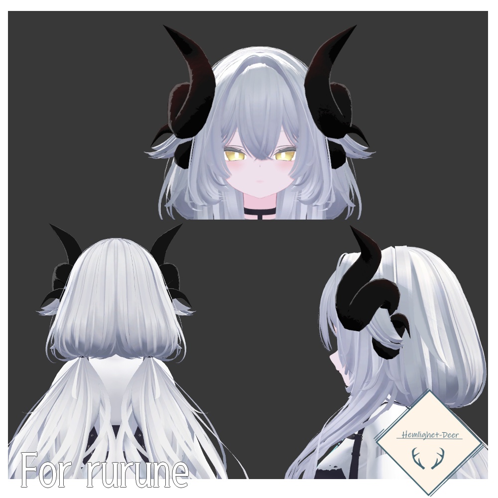 [VRChat] Double Horns (対応:6アバター)【3Dモデル】 - Hemlighet-Deer - BOOTH