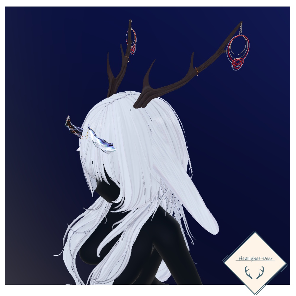 [VRChat]Jackalope化_ツノx2/尻尾/たれ耳(5アバタ対応)【3Dモデル】 - Hemlighet-Deer - BOOTH