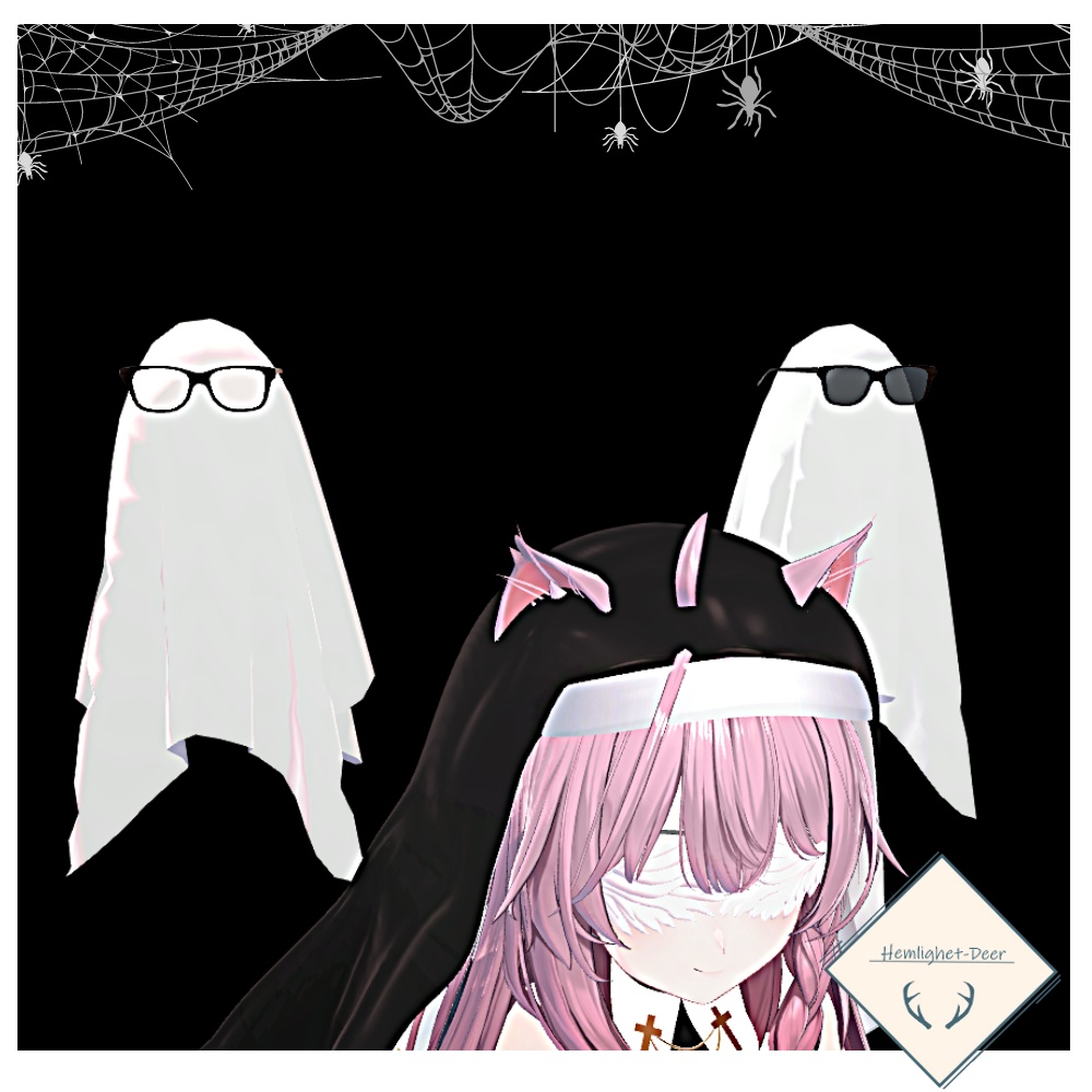 [VRChat] Ghost (アニメーション付/シェイプキー付/MA可/ペット/アクセサリー)【3Dモデル】 - Hemlighet ...