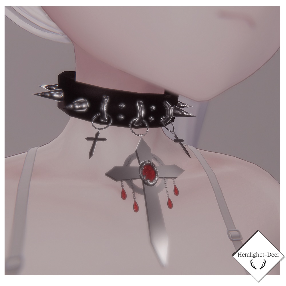 [VRChat] Collar Spik(Choker) 【3Dモデル】 - Hemlighet-Deer - BOOTH