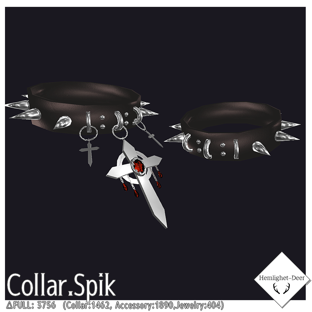 [VRChat] Collar Spik(Choker) 【3Dモデル】 - Hemlighet-Deer - BOOTH