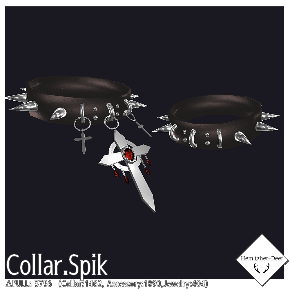 [VRChat] Collar Spik(Choker) 【3Dモデル】 - Hemlighet-Deer - BOOTH