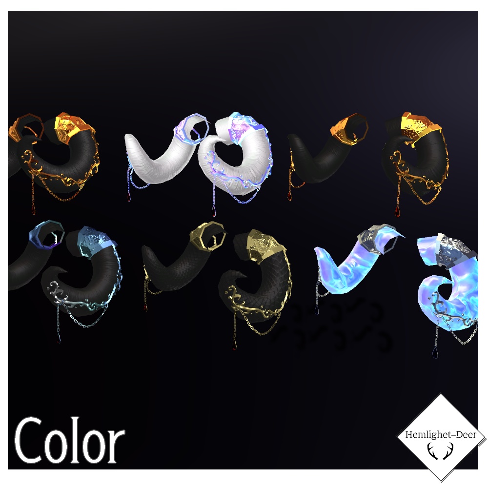 [VRChat]忘却の角 (6色/HEAD Accessory)【3Dモデル】 - Hemlighet-Deer - BOOTH