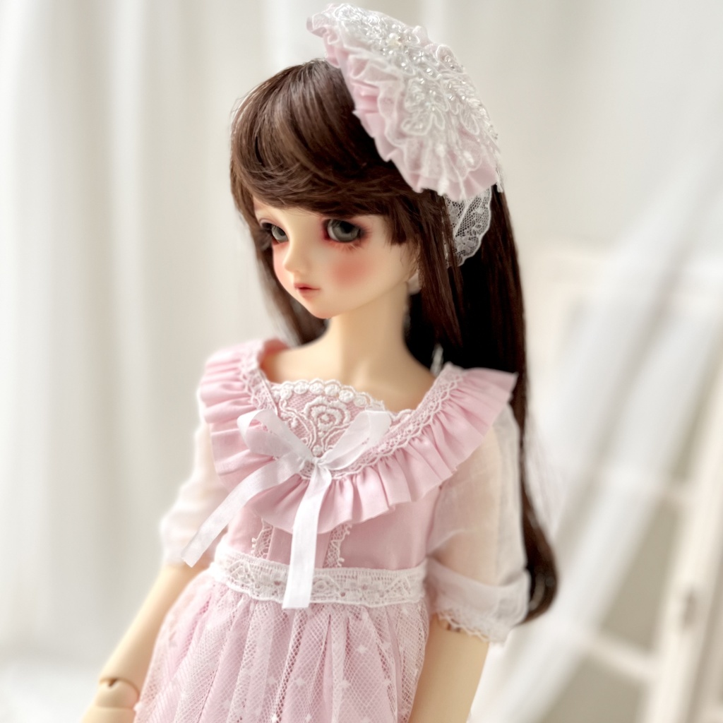 [フラワーモチーフ エレガントワンピース]ピンク(SDgr・SDサイズ） - アトリエ リュミエール -Atelier Lumiere- - BOOTH