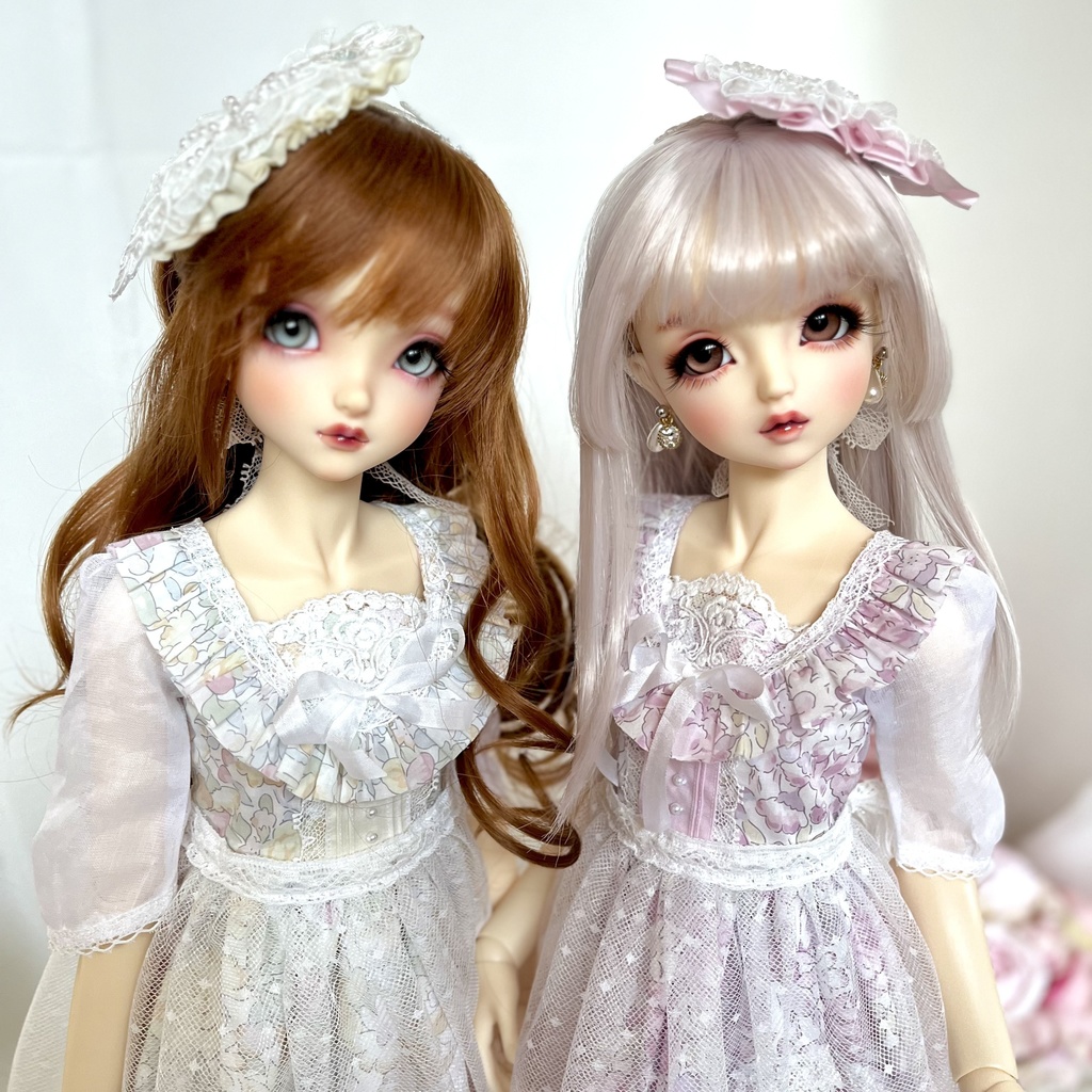 [フラワーモチーフ エレガントワンピース]バラとフクシアのフラワーワンピース イエロー(SDgr・SDサイズ） - アトリエ リュミエール -Atelier Lumiere- - BOOTH