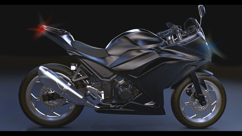 バイク ninja 300 3dモデル motor bike - CGI - BOOTH