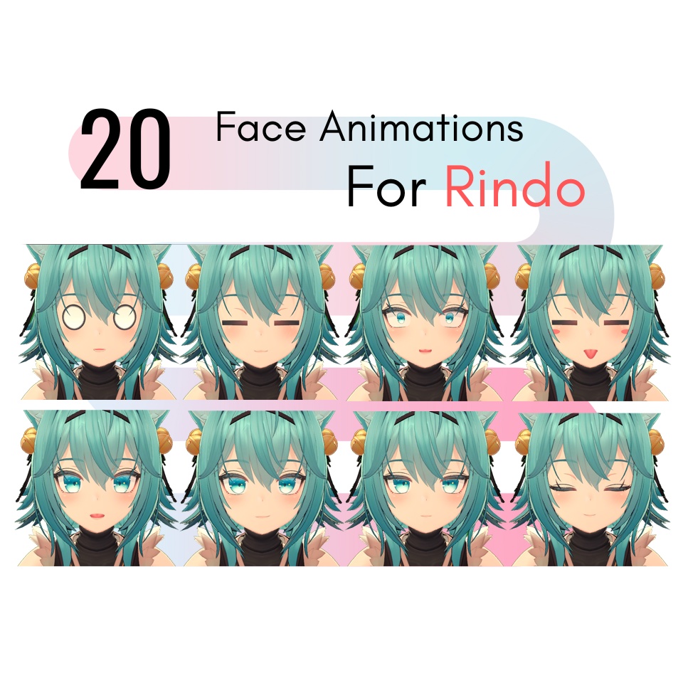 20 face animations for Rindo - SOShop - BOOTH