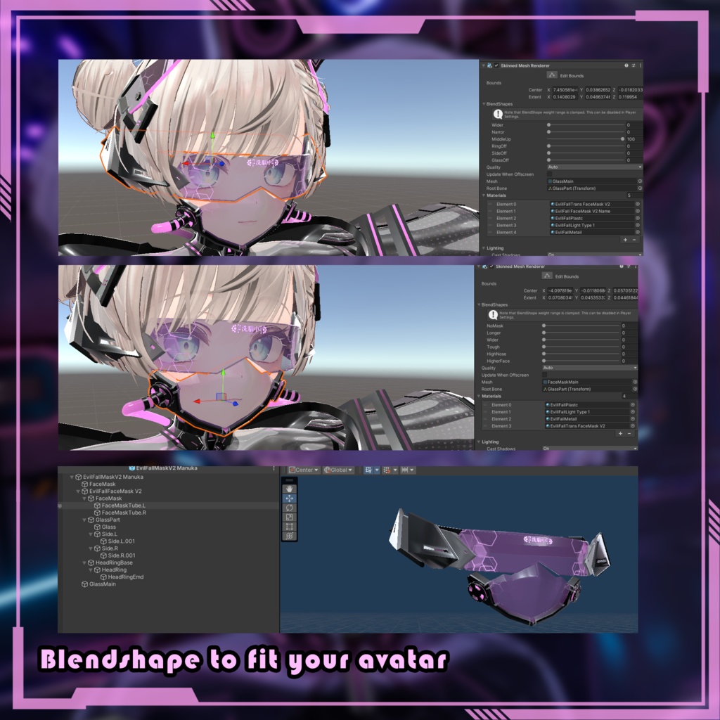 【Free】EvilFall Face Mask V2 恶堕战斗员用面罩V2 - yaokisub - BOOTH